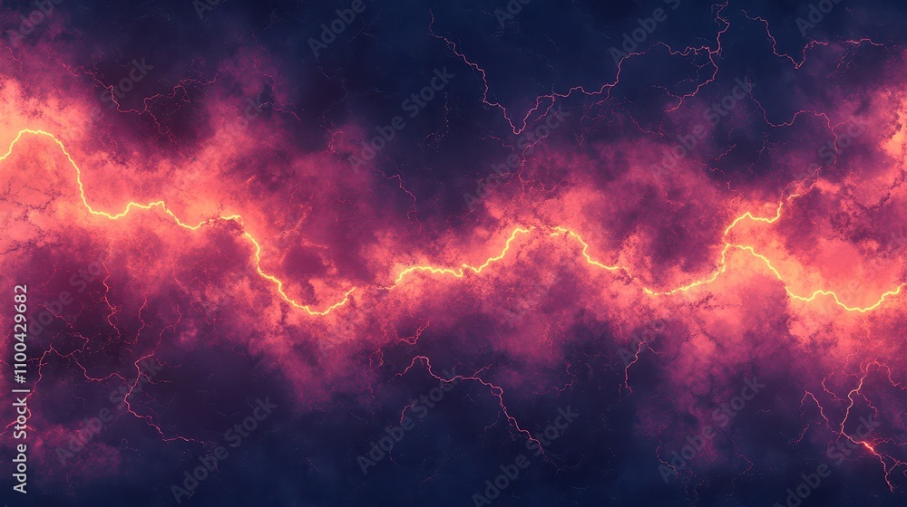 Dramatic Twilight Storm Cloud Border: Lightning Snakes and Weather ...