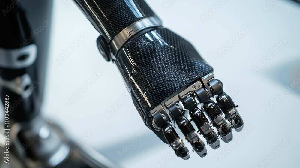 Advanced prosthetic leg with carbon fiber components, showcasing a ...