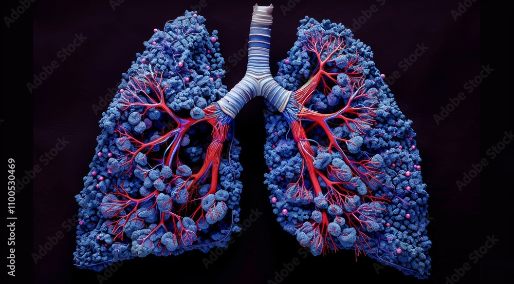 Detailed illustration of the lungs, highlighting their shape and ...