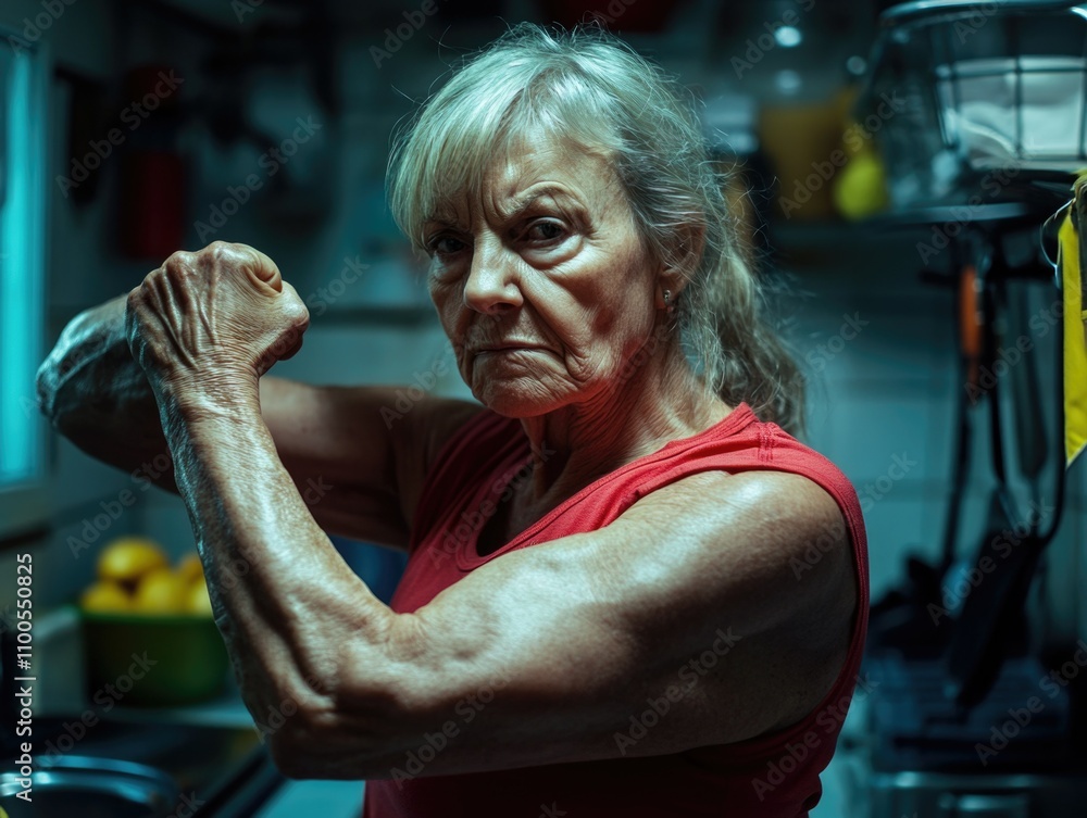 Resilient Senior Lady Bodybuilder Pose Stock Photo | Adobe Stock