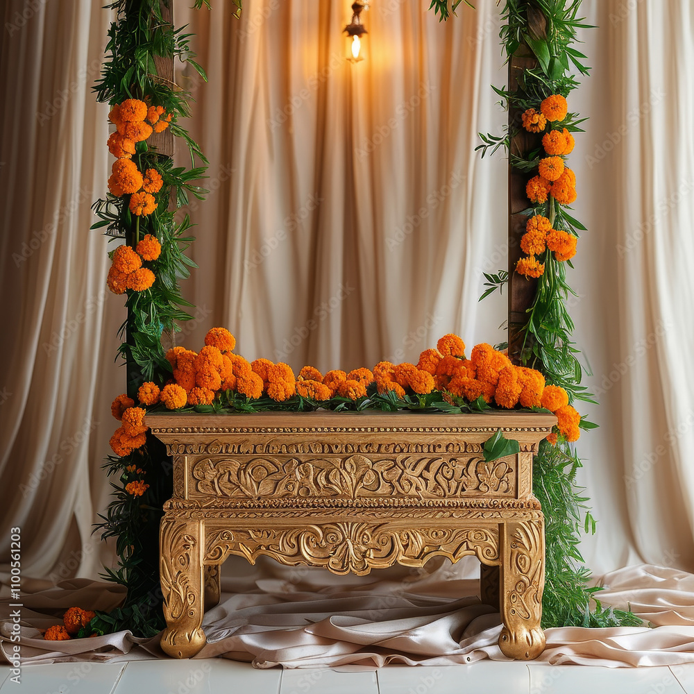Diwali Floral Concept, Indian Hindu product display podium mock up ...