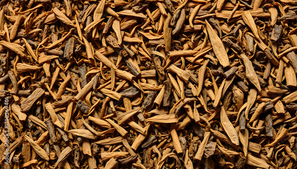 Background from dried tobacco shag for cigarettes and a smoking pipe ...