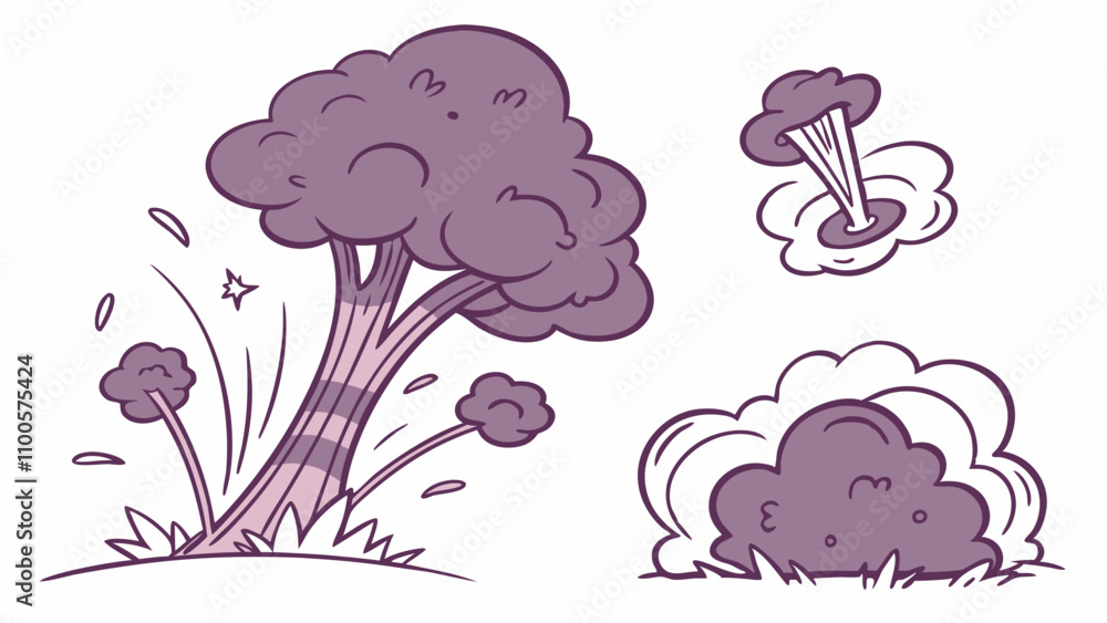 purple fire explosion ui animation sprite vector set. Cartoon magic hit ...