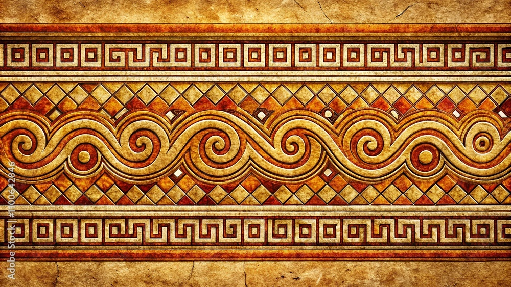 Decorative Greek Roman Pattern Border with Meander Design - Elegant ...