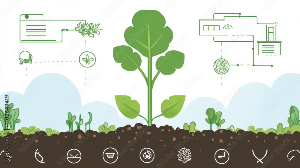 Infographic Illustrating Plant Growth Stages and Environmental Factors ...