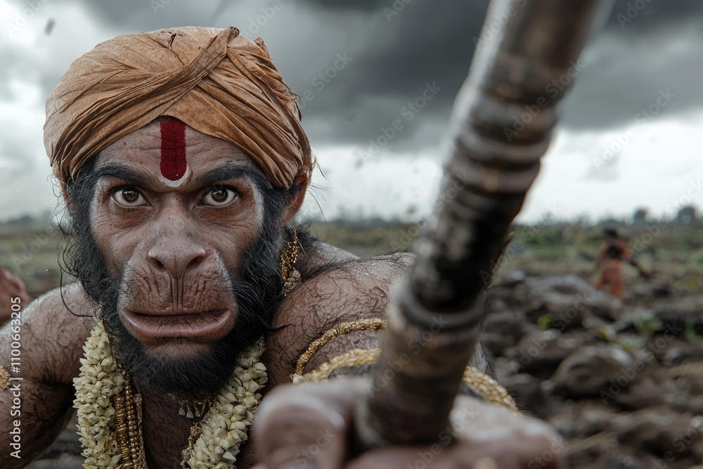 Divine figure: Hanuman, son of Vayu, central character in Ramayana ...