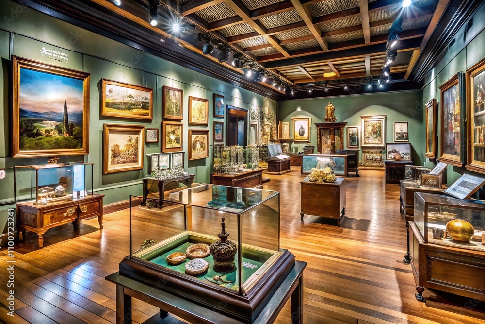 Museum Exhibition Hall Collection Featuring History, Antiques, and ...
