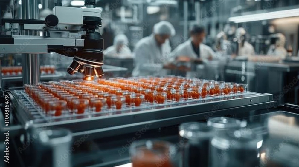 Advanced invitro drug testing setup featuring cultured human cells in a ...