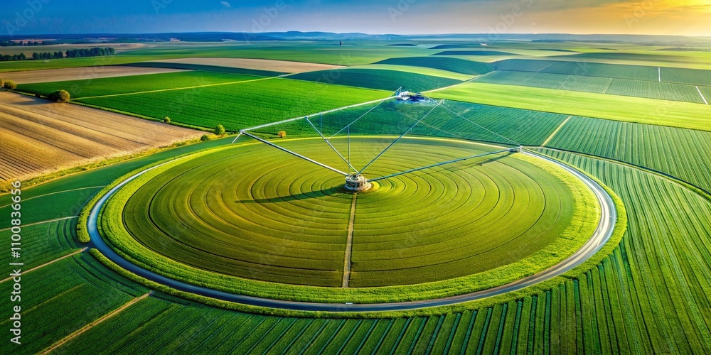 Vintage Style Photography of Center Pivot Irrigation System Creating ...