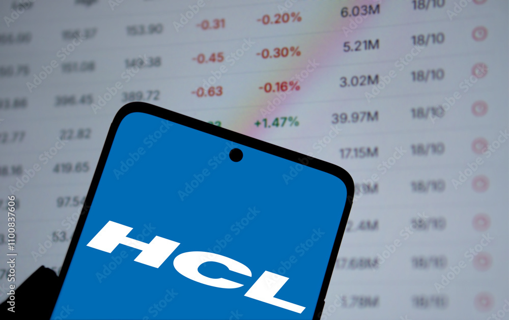 Dhaka, Bangladesh- 23 Nov 2024: HCL logo is displayed on smartphone. HCL Technologies Limited is ...