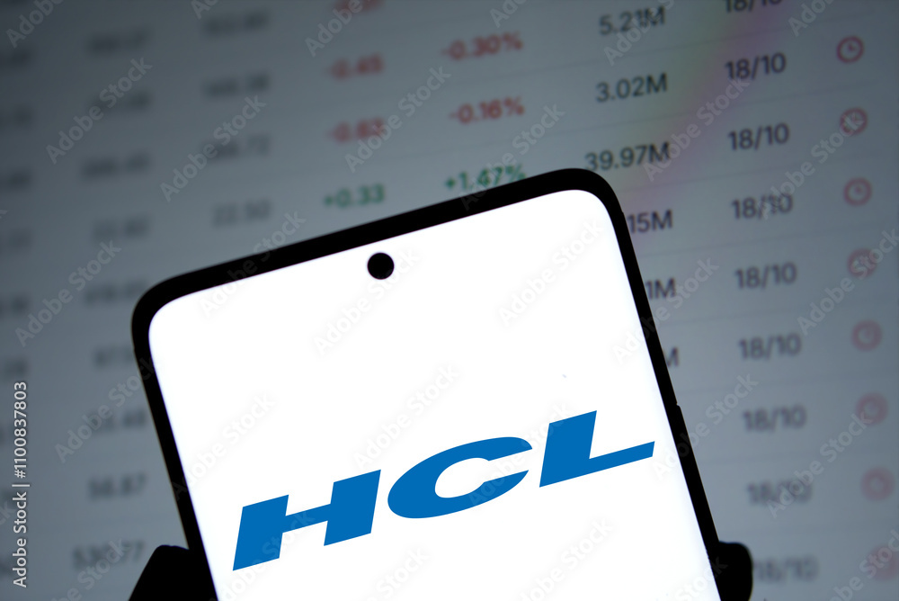 Dhaka, Bangladesh- 23 Nov 2024: HCL logo is displayed on smartphone. HCL Technologies Limited is ...
