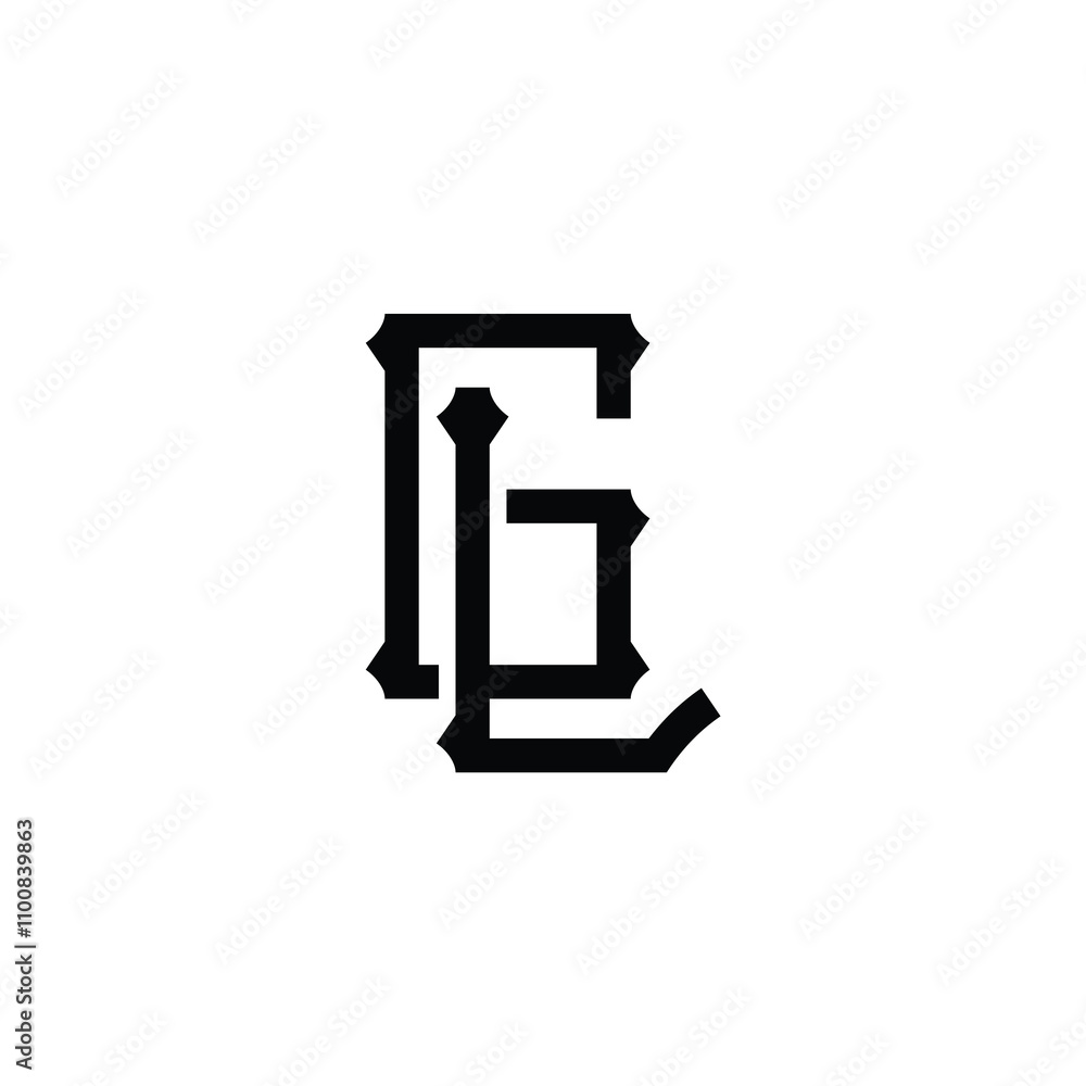 GL monogram logo design letter text name symbol monochrome logotype ...