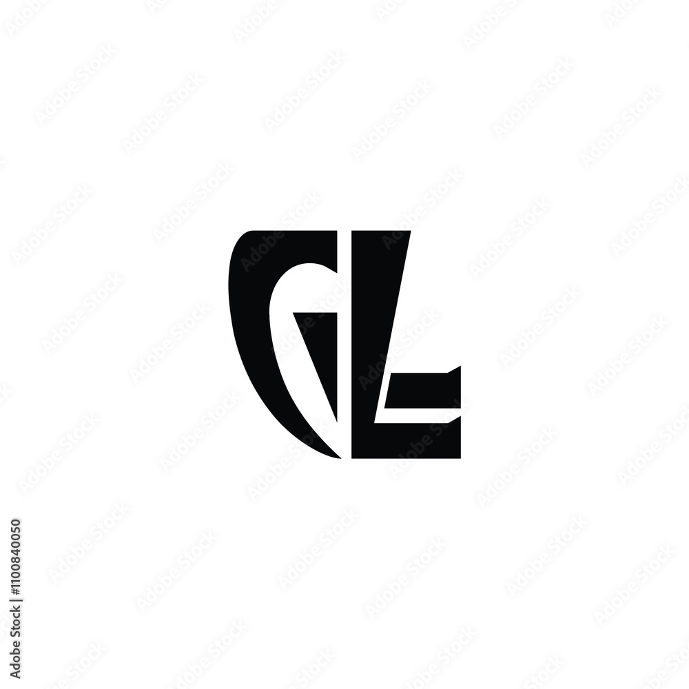 GL monogram logo design letter text name symbol monochrome logotype ...