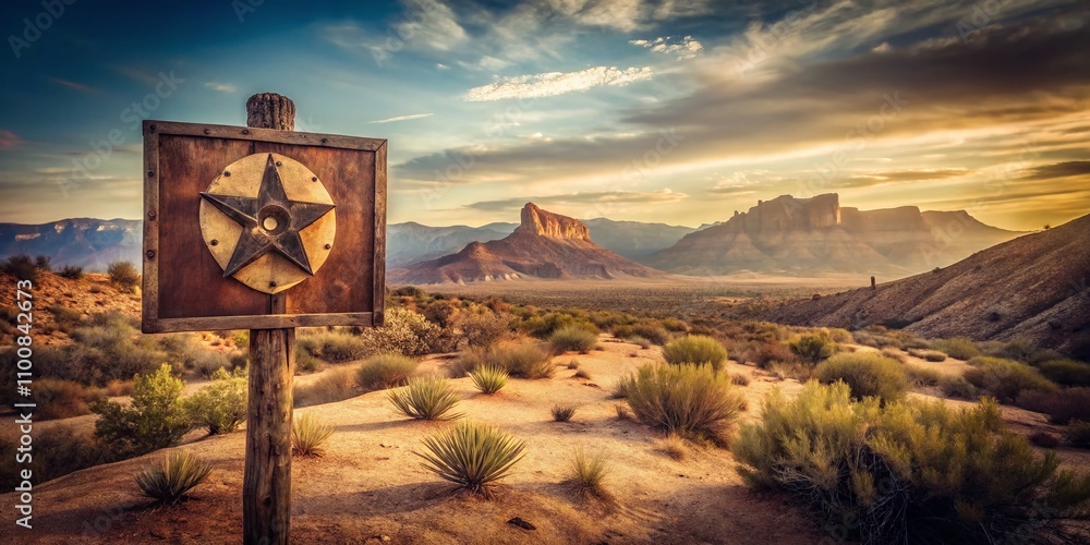 Vintage Western US Marshal Arizona Territory Sign in Minimalist Style ...