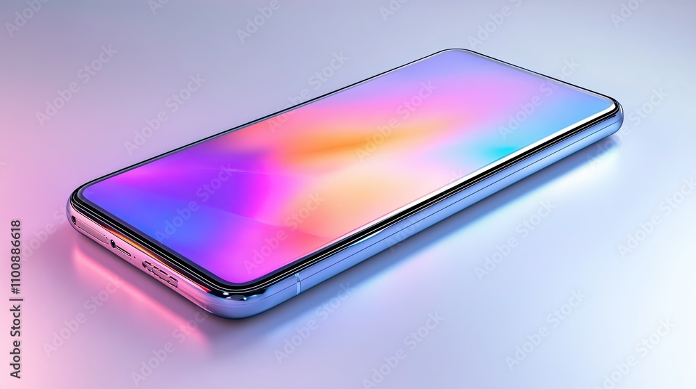 A sleek modern smartphone with a bezel-less display, detailed with ...