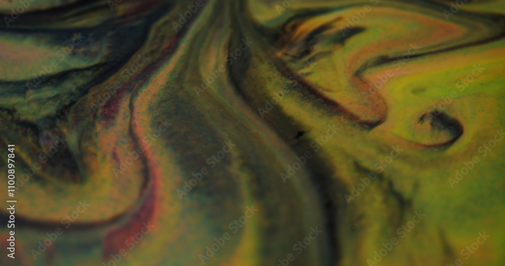 Dye stream. Color mixture fluid. Jet paints diverge in different ...