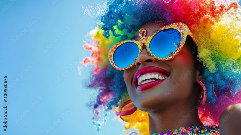 Happy black drag queen celebrating pride. African american woman in ...