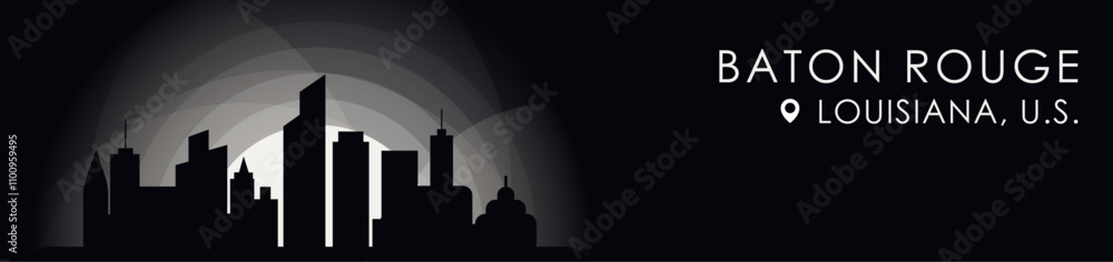 Vector Baton Rouge, Louisiana State USA cityscape banner. Black and ...