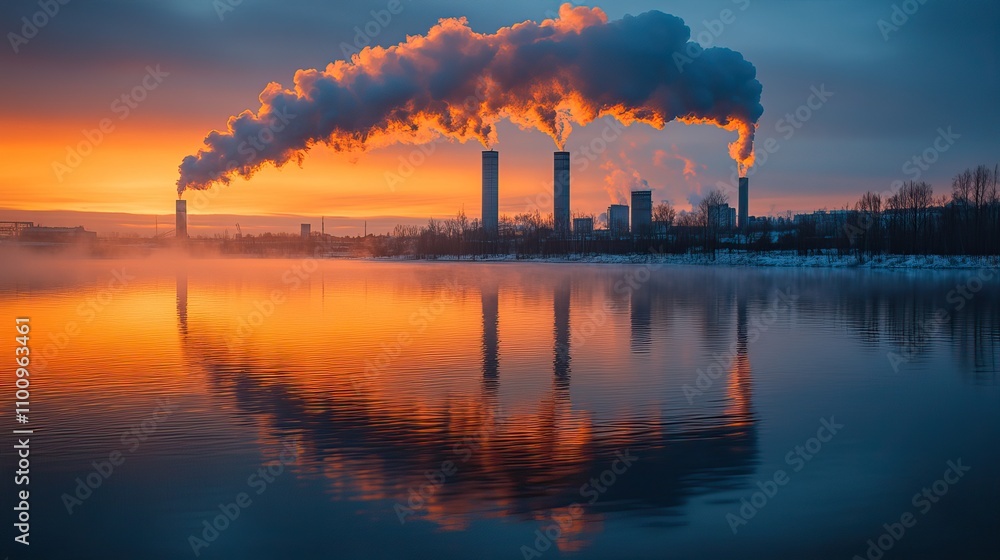 Air pollution towers expel smoke, visually demonstrating the urgent ...