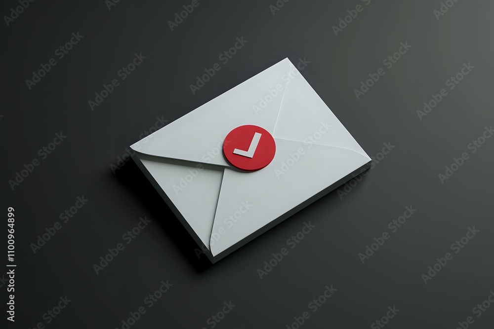 Email Confirmation: A 3D Render of a White Envelope with a Red Check Mark Stock Illustration ...