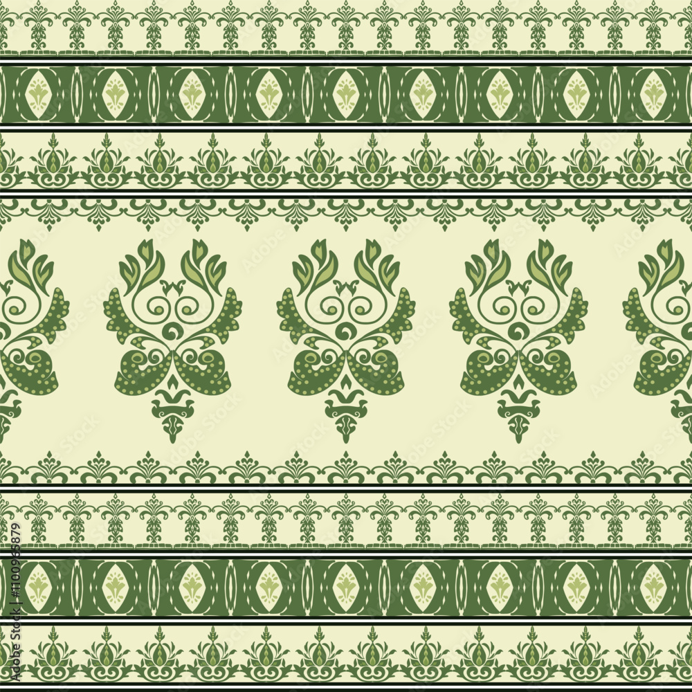 Classic Damask Seamless Pattern - Vector Illustration for Elegant ...