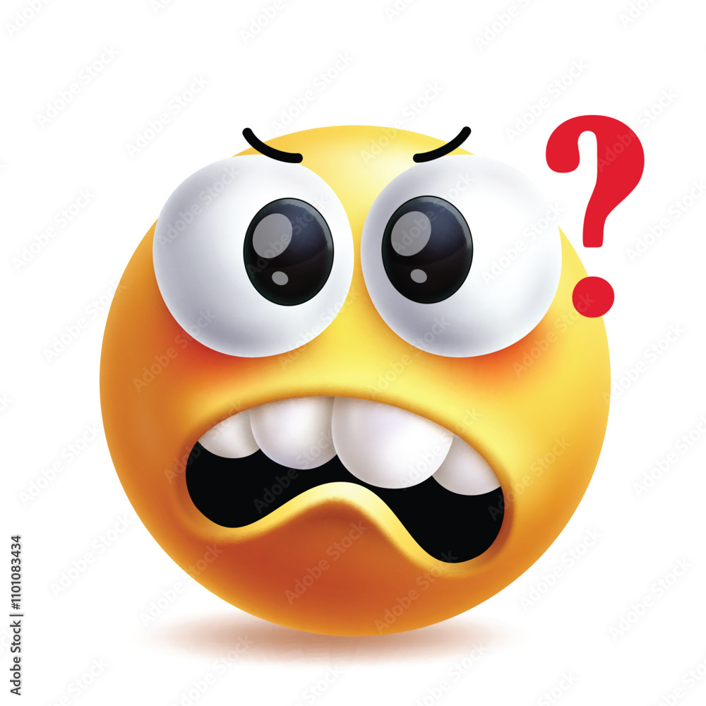 Confused emoji clipart character. Emoji 3d facial expressions in ...