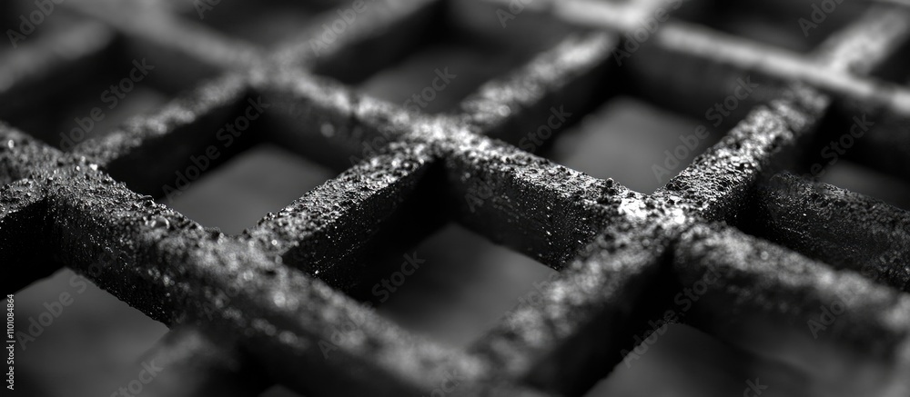 Close up of deformed steel reinforcement mesh showcasing metal texture ...