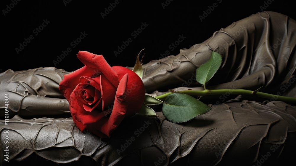 Rib of Adam and red rose artistic composition for promotional use or ...