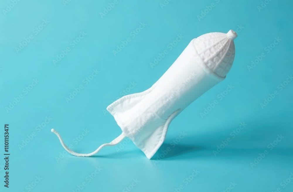 flying white female tampon for menstrual cycle on blue background Stock ...