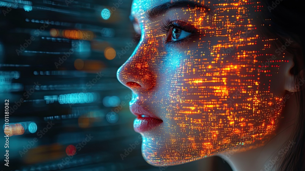 artificial intelligence large language model llm female head with human ...