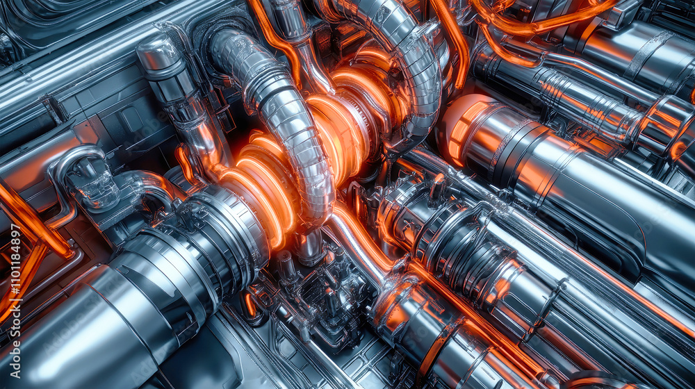 Explore the intricate design of engine piping in a hyper-realistic ...