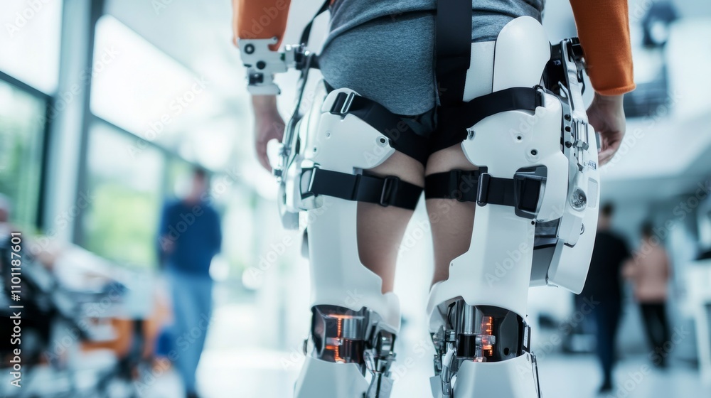 Robotic exoskeleton prototype being tested in a rehabilitation center ...