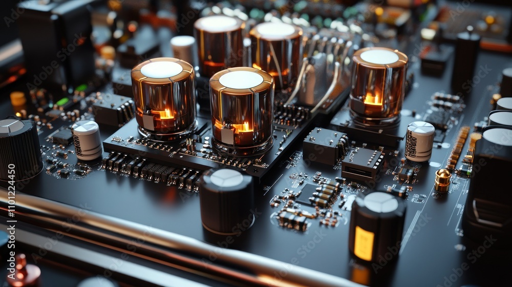 Transistor Pcb Macro With Powerful Transistors Capacitors Large Enough For Power Control