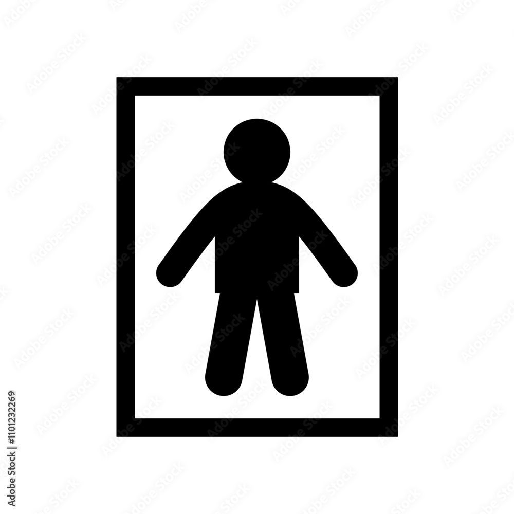 Simple black silhouette vector illustration of a human figure in a ...