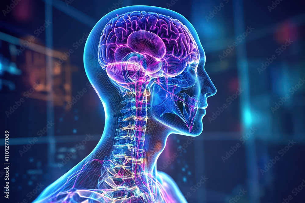 Intriguing medical illustration human brain, spinal cord, and nervous ...