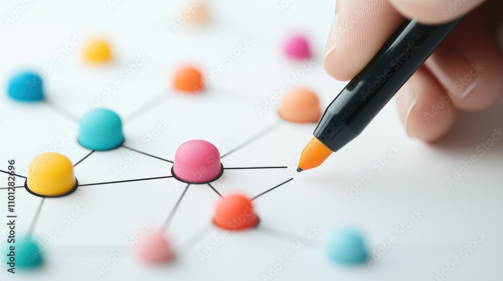 A hand drawing a Venn diagram on a piece of paper, using colored ...