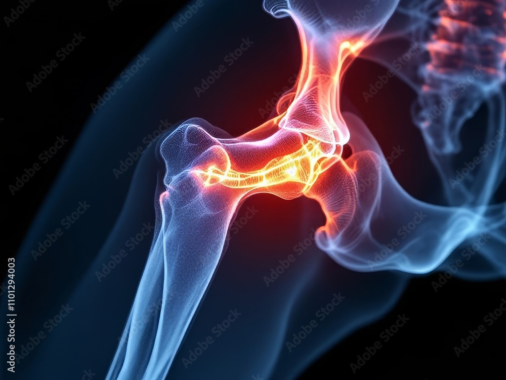 X-ray of a dog's right leg, ventral view, showing hip dysplasia. Stock ...