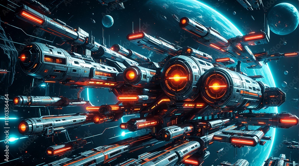 Ilustración de Stock Futuristic Hangar: A Sci-Fi Spaceship Awaits ...