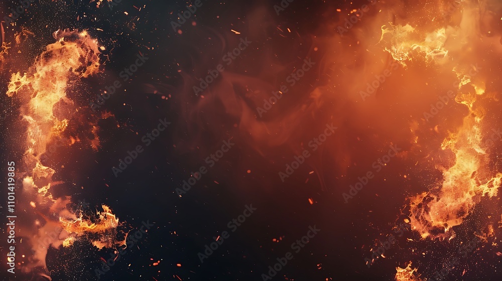 Orange Hot Fire Frame Border Isolated on White, Creating a Dynamic and ...