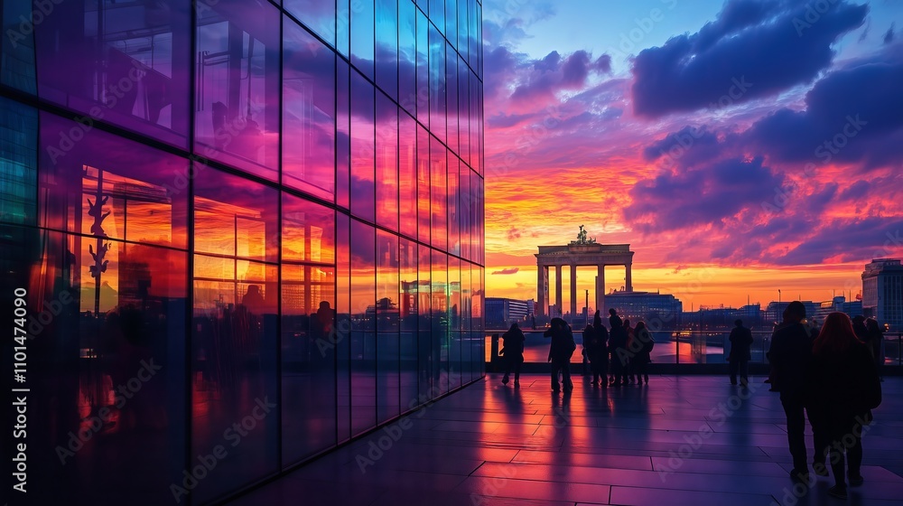 Enjoy a stunning Berlin sunset with vibrant colors over landmarks like ...