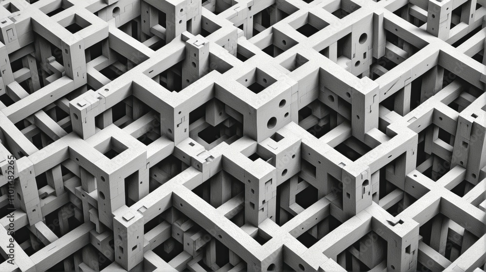 Concrete Labyrinth: A mesmerizing exploration of geometric forms, where ...