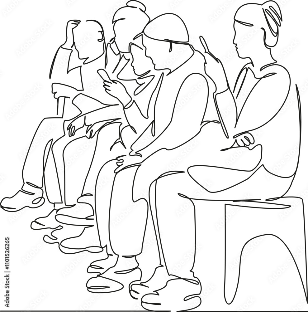 One continuous single drawing line art flat doodle men and women ...