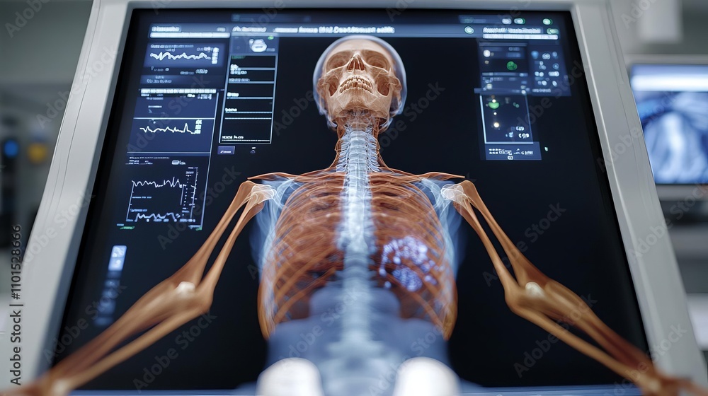 AI-driven radiology software overlaying diagnostic insights on a CT ...