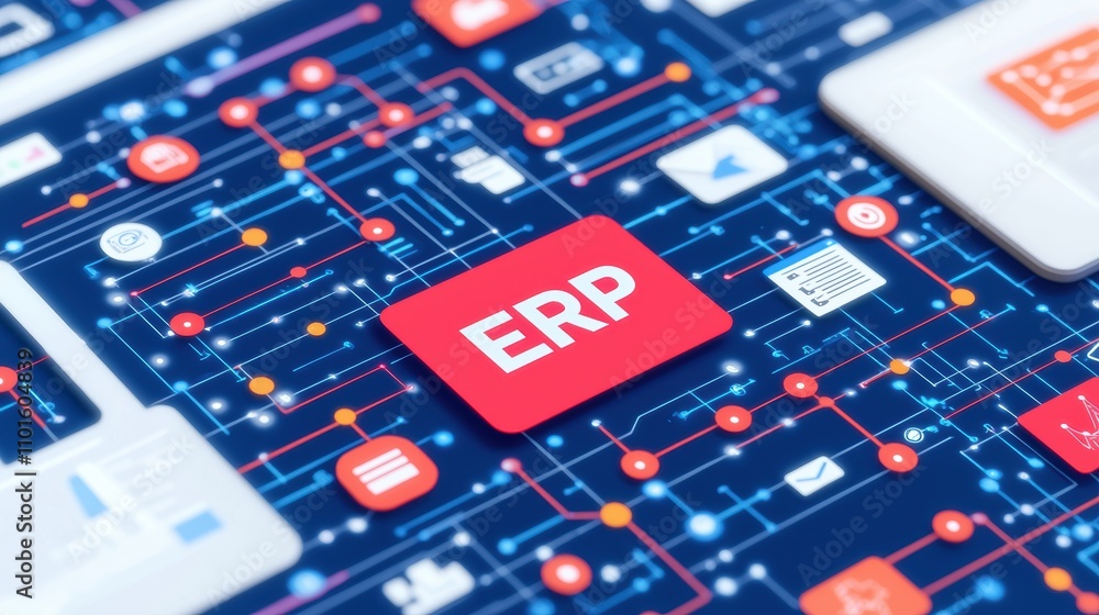 Implementing erp solutions for business growth technology hub infographic digital environment ...