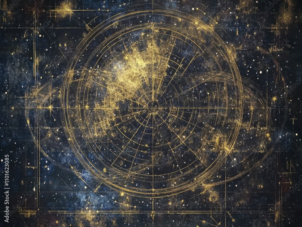 Colorful cosmic natal chart with zodiac signs, planetary positions, and ...