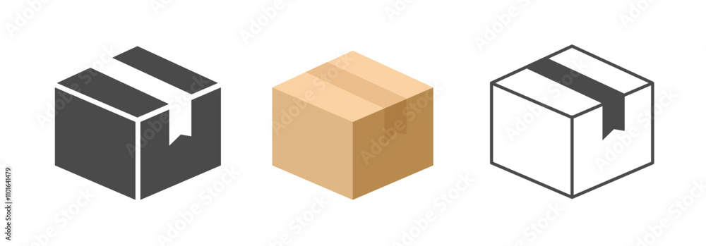 Carton parcel pack box icon vector simple graphic pictogram ...