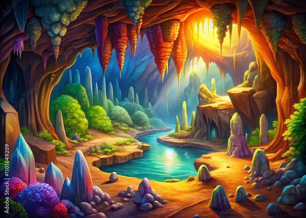 Cartoon Cave Design Asset for Game Animation, Featuring Separated ...