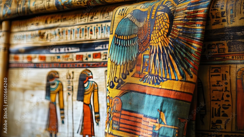 Ancient Egyptian Papyrus Art: Intricate Symbols and Designs Stock Photo ...