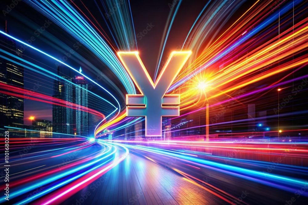 Dynamic Long Exposure of 'Y' Finance Logo in Bold Colors Showcasing ...