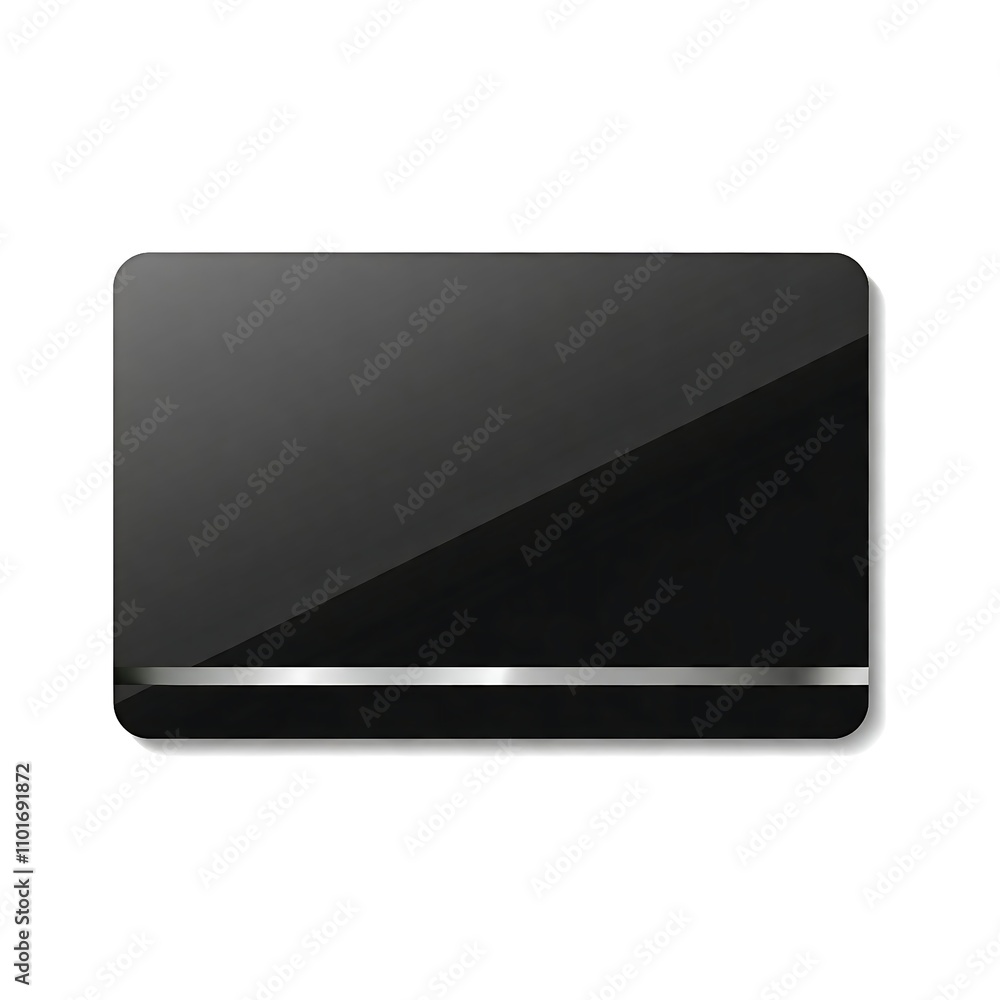 Blank black PVC plastic card with silver stripe mockup isolated on ...
